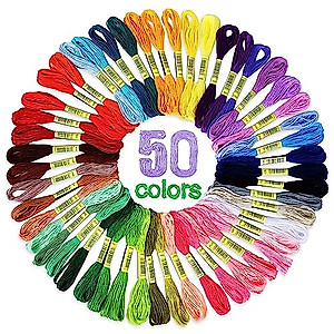 ATDAWN Rainbow Color Embroidery, Cross Stitch Threads, Bracelets, Crafts Floss, 50 Count