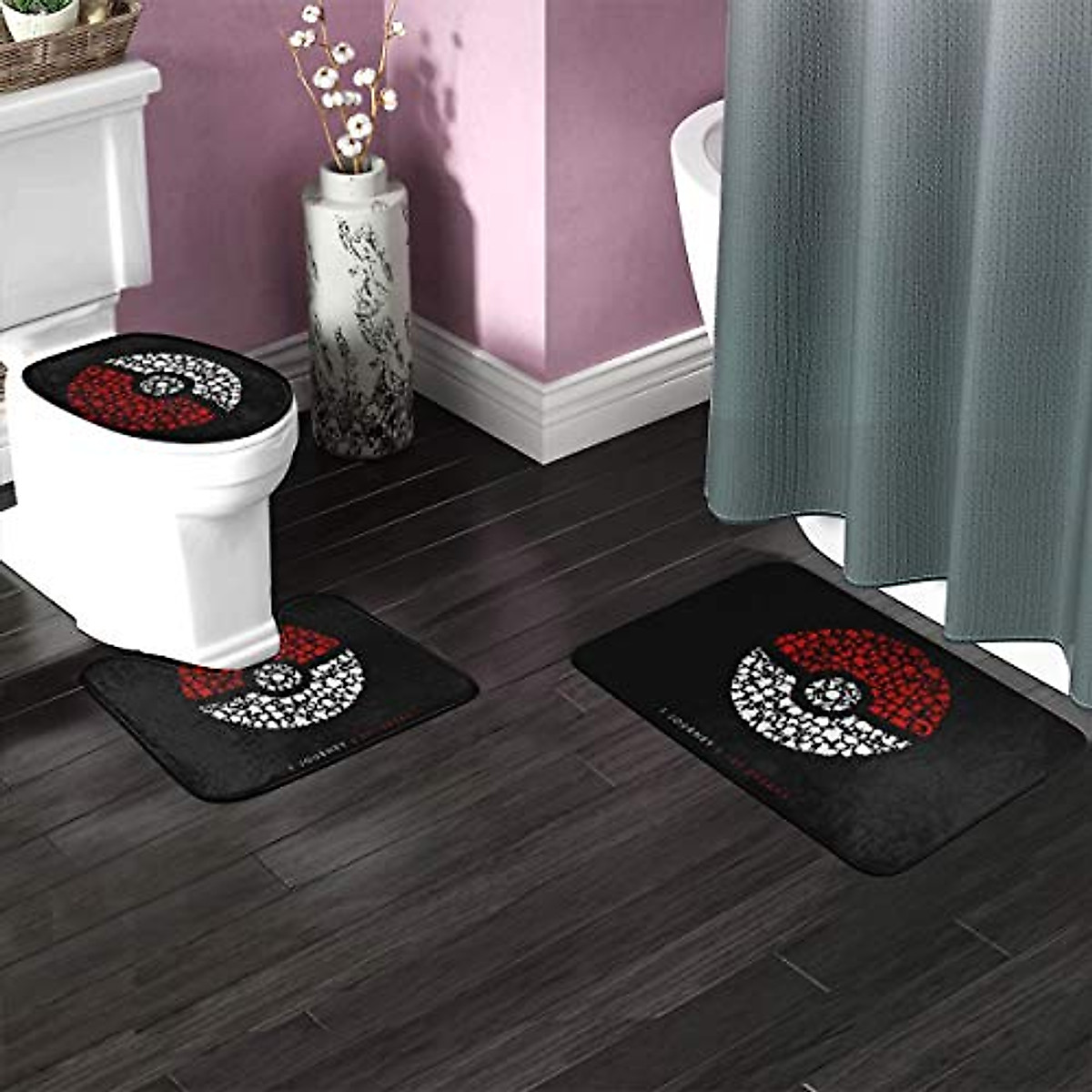 CAIRUO P_okem-on Go 3 Piece Set Bath Mat Set, Non-Slip Bathroom Mats Set/Bathroom Rugs/Contour Mat/Toilet Cover