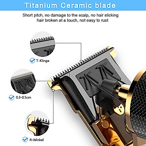 Professional Hair Clippers for Men, Electric T-Blade Hair Trimmer 0mm Baldheaded Hair Clipper Zero Gapped Detail Beard Shaver Barbershop