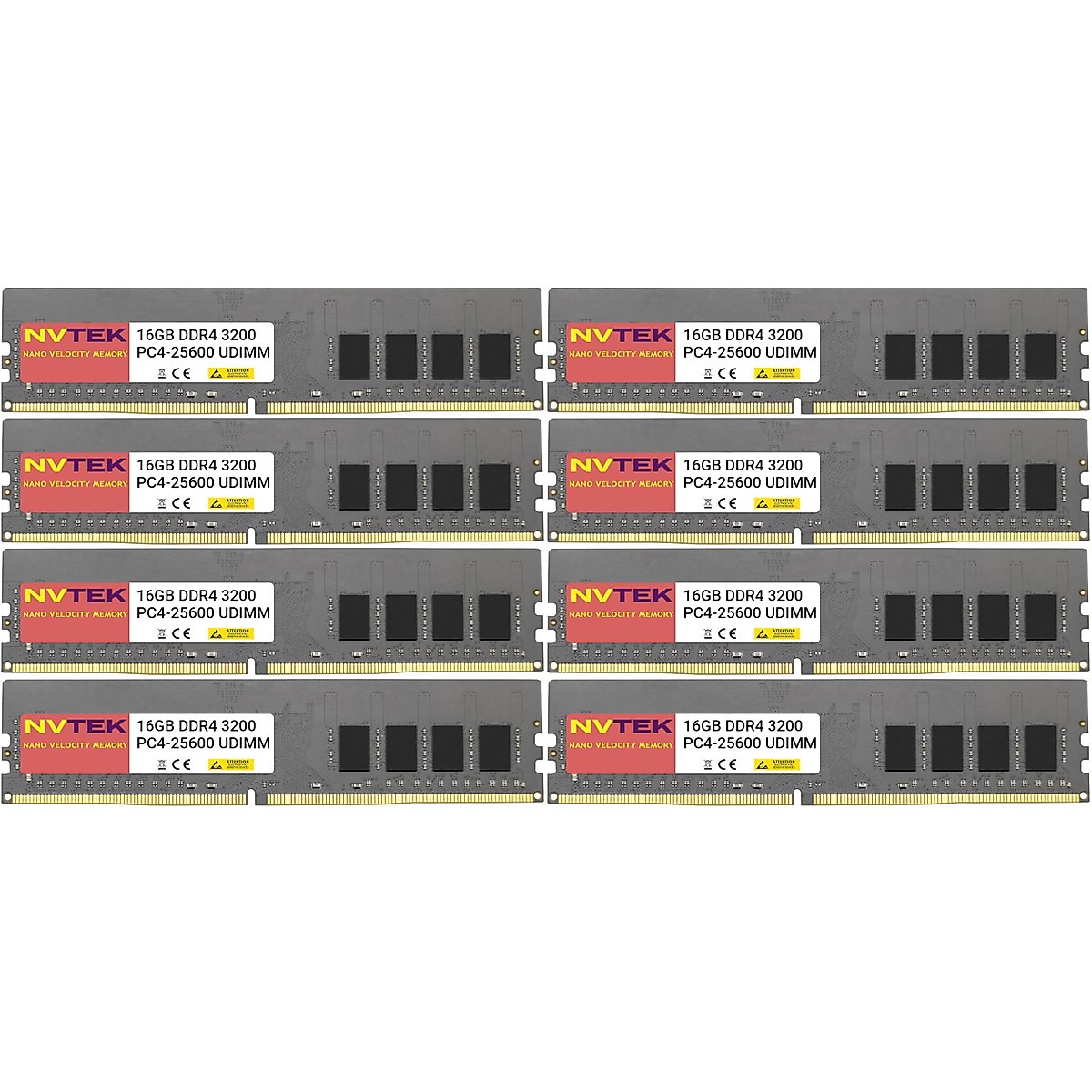 NVTEK 128GB (8X16GB) DDR4 3200MHZ PC4-25600 UDIMM 2Rx8 1.2V CL22 288-PIN Non-ECC Unbuffered Desktop PC Computer Memory KIT