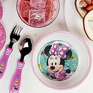 Zak Designs Minnie Easy Grip Flatware Fork And Spoon Utensil Set – Perfect for Toddler Hands With Fun Characters, Contoured Handles And Textured Grips, Minnie Bowtique