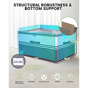 Opvener 24 Pairs Shoe Organizer for Closet, Sandal Storage Organizer, Large Foldable Shoe Storage Boxes Bin Container With Dividers, Handles, Mesh Pocket, Small Space Fabric Shoe Organizer Cubby Grey