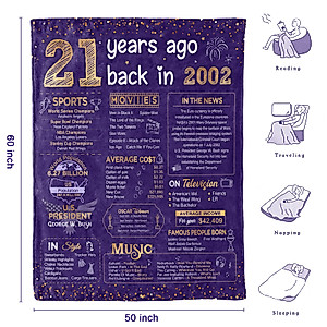 21st Birthday Gifts for Her 21st Birthday Decorations for Him 21 Year Old Happy Birthday Gifts for Women Daughter Son Girl Boy Sister Bestie Soft Throw Blanket Back in 2003-60x50 Inch - Gold