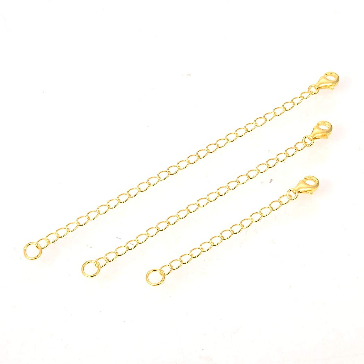 1pc Adabele Authentic Gold Plated Sterling Silver Jewelry Making Cable Chain Extender Removable Adjustable 3 inch Extension for Necklace Anklet Bracelet SS304-3