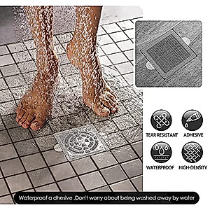 OneAXE Disposable Hair Catcher Shower Drain Floor Sink Strainer Filter Mesh with Stickers for Bathroom and Kitchen 30 Pack Square Grey, Gray, DL003
