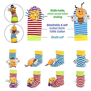 Bloobloomax Baby Rattles Toys for 0-12 Month, Infant Girl Boy Toys for Babies 3-6 Months, Newborn Hand & Foot Toys for 0 to 9 Months, Baby Shower Gifts Set with Wrist Rattle Socks