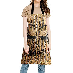 SSCSTS (WQZYSS104) Welcome Eyelashes Adjustable Neck Strap Apron with 2 Pockets, 26x33in, Color #3 Animal Print