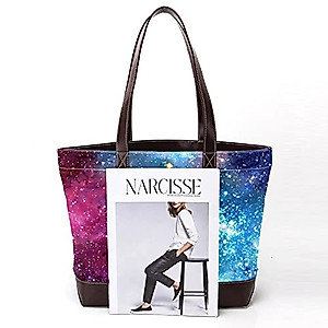 TBOUOBT Handbags for Women Fashion Tote Bags Shoulder Bag Satchel Bags, Galaxy Space Universe Purple Blue