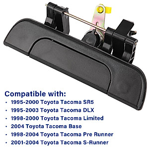 Premium Tailgate Handle Liftgate Latch Handle Compatible with Toyota Tacoma 1995-2004 Pickup,Replace# TO1915102, 6909035010, 69090-35010,Textured Black