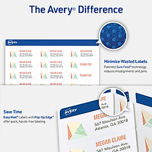 Avery Return Address Labels with Sure Feed for Inkjet Printers, 2/3" x 1-3/4", 1,500 Labels, Permanent Adhesive (8195), White