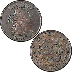 1803 Draped Bust Half Cent Extremely Fine Details Copper SKU:IPC6031