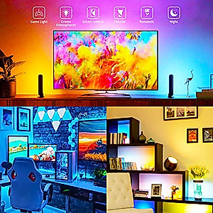 Hiromeco Bluetooth 21FT TV LED Backlight for 82 95 Inch, USB TV Background Lights Kit with APP Control, Music and Multiple Scene Mode, 16 Million Colors Changing Lights for PC Monitor Gaming Room.