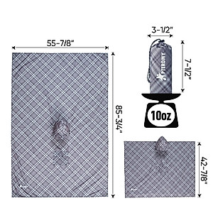 PTEROMY Hooded Rain Poncho for Adult with Pocket, Waterproof Lightweight Unisex Raincoat for Hiking Camping Emergency (Grey Grid)