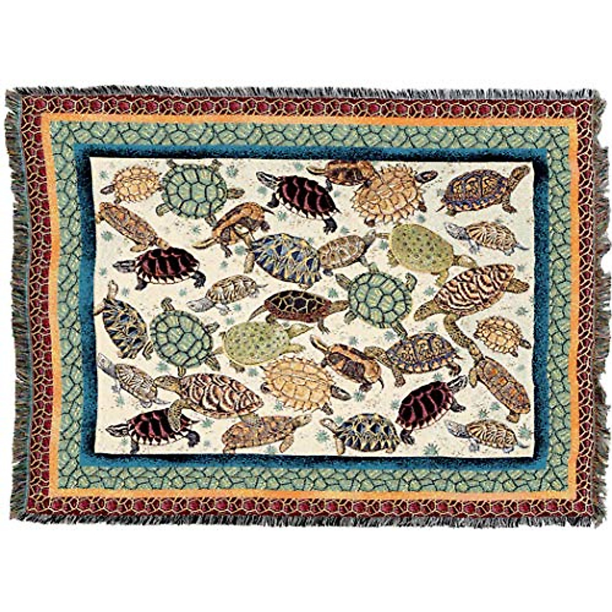 Pure Country Weavers Turtles Blanket by Elena Vladykina - Garden Floral Gift Tapestry Throw Woven from Cotton - Made in The USA (72x54)