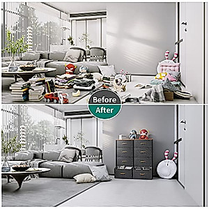 YITAHOME Dresser for Bedroom, Tall Dresser with 8 Drawers, Storage Tower with Fabric Bins, Chest of Drawers for Closet & Living Room - Sturdy Steel Frame, Wooden Top (Dark Grey)