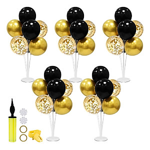 ZJDHPTY Black and Gold Balloon Stand Centerpiece Table Decorations Black and Gold Party Decorations for Birthday Wedding Retirement Anniversary Father's Day New Year Graduation 2024(Black gold set5)