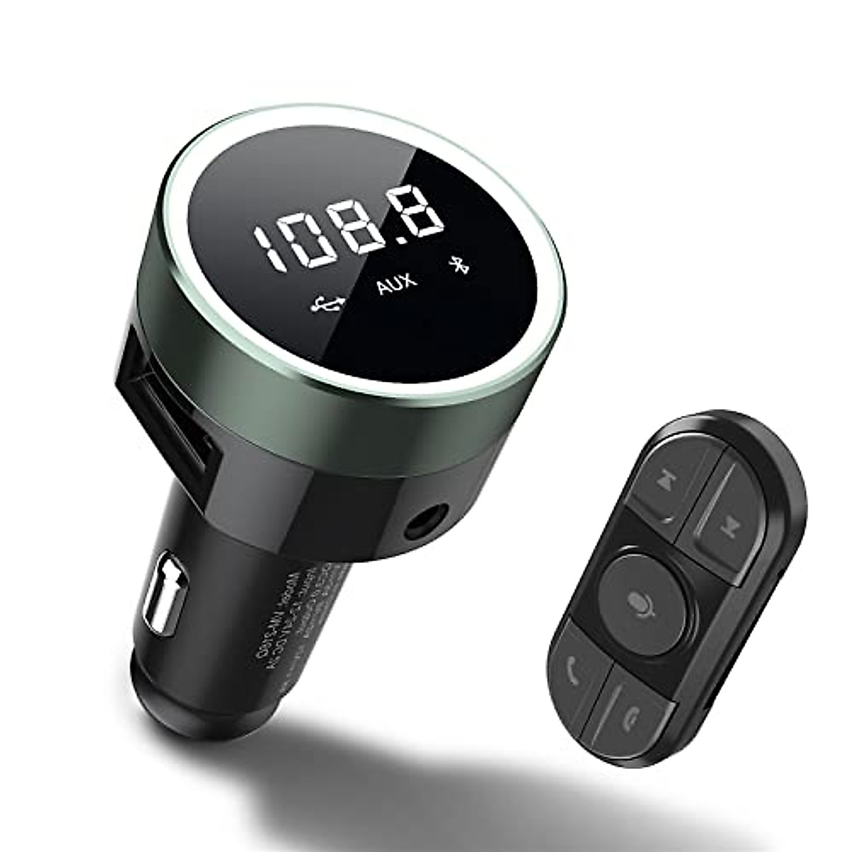 MEIDI Bluetooth FM Transmitter for Car, Bluetooth Car Adapter with Remote, Wireless Car Radio Adapter, Hands-Free Call/ MP3 Music Player/LED Colors/USB Port/U Disk