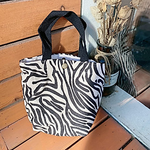 Chezi Animal Print Corduroy Mini Tote Bag 10x8x4 (zebra)
