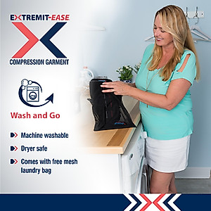EXTREMIT-EASE Compression Garment 30-50 mmHg Lower Leg Compression Wrap - Ideal for Mild to Moderate Lymphedema Swelling, Venous Insufficiency, and Post-Op Edema - Large, Regular, Black
