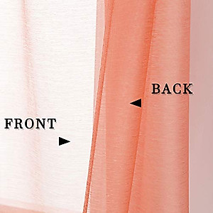 DUALIFE Coral Sheer Curtains for Living Room 63 Inch Length Textured Solid Voile Sheer Curtain Panels/Drapes for Girls Bedroom Set of 2 Panels Rod Pocket Top 52 x 63 Inch