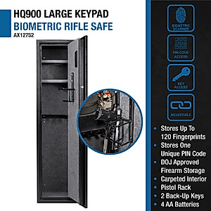 Barska Quick and Easy Dual Access Digital Biometric Fingerprint & Keypad Code Rifle Firearm and Long Gun Safe for Home - 11 Position