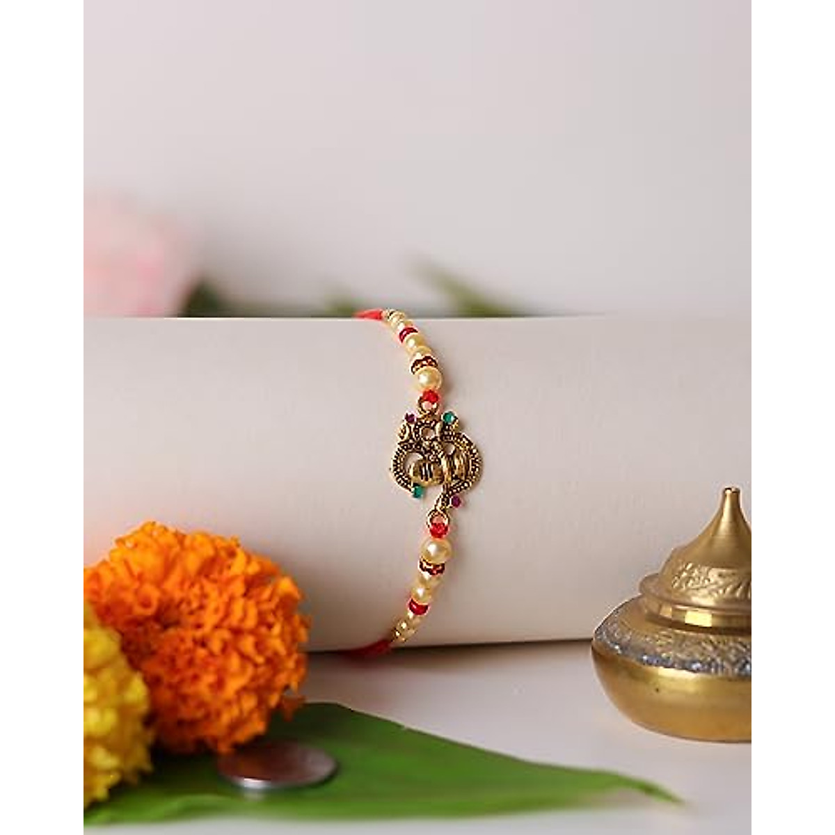 CHERKRAFT Rakhi Thread for Brother Men/Boy - Designer Rakhi with OM Symbol for Rakshabandhan (Pack of 1) (Design 3)