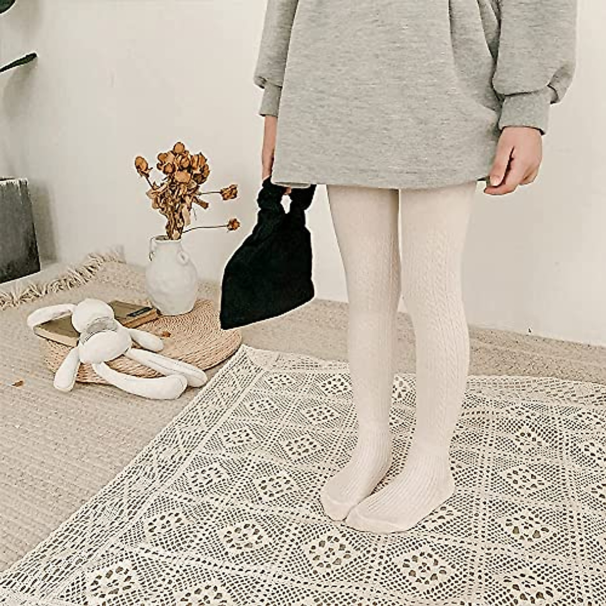 4/5 Pack Baby Girls Cable Knit Tights Cotton Rich Toddler Footed Stockings Thick Winter School Leggings Dance Pantyhose