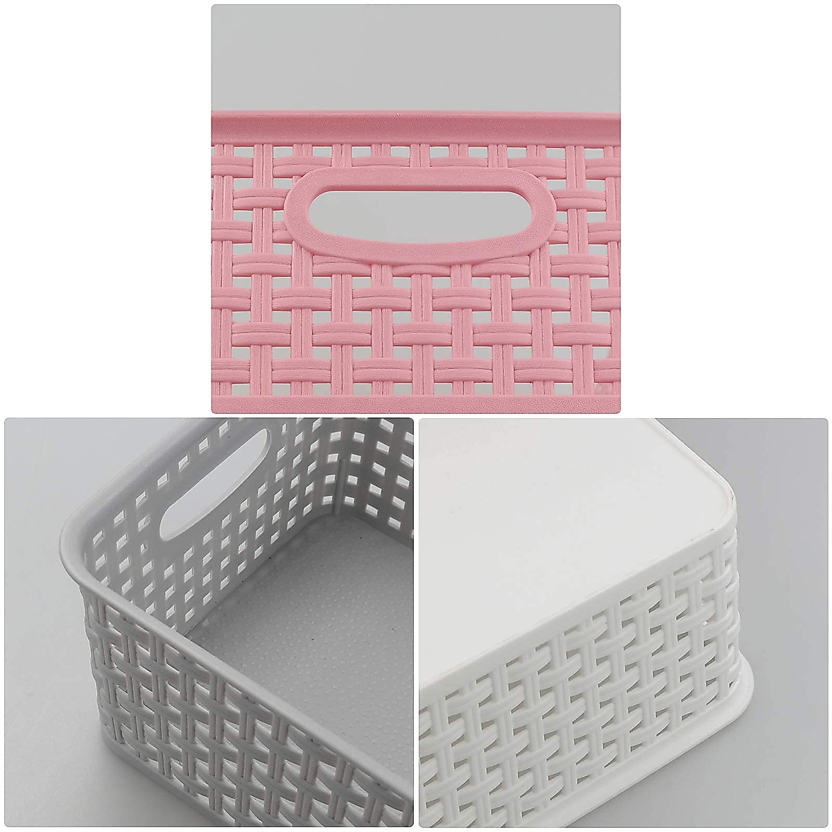 Ortodayes 6 Pack Plastic Woven Basket, Small Bathroom basket