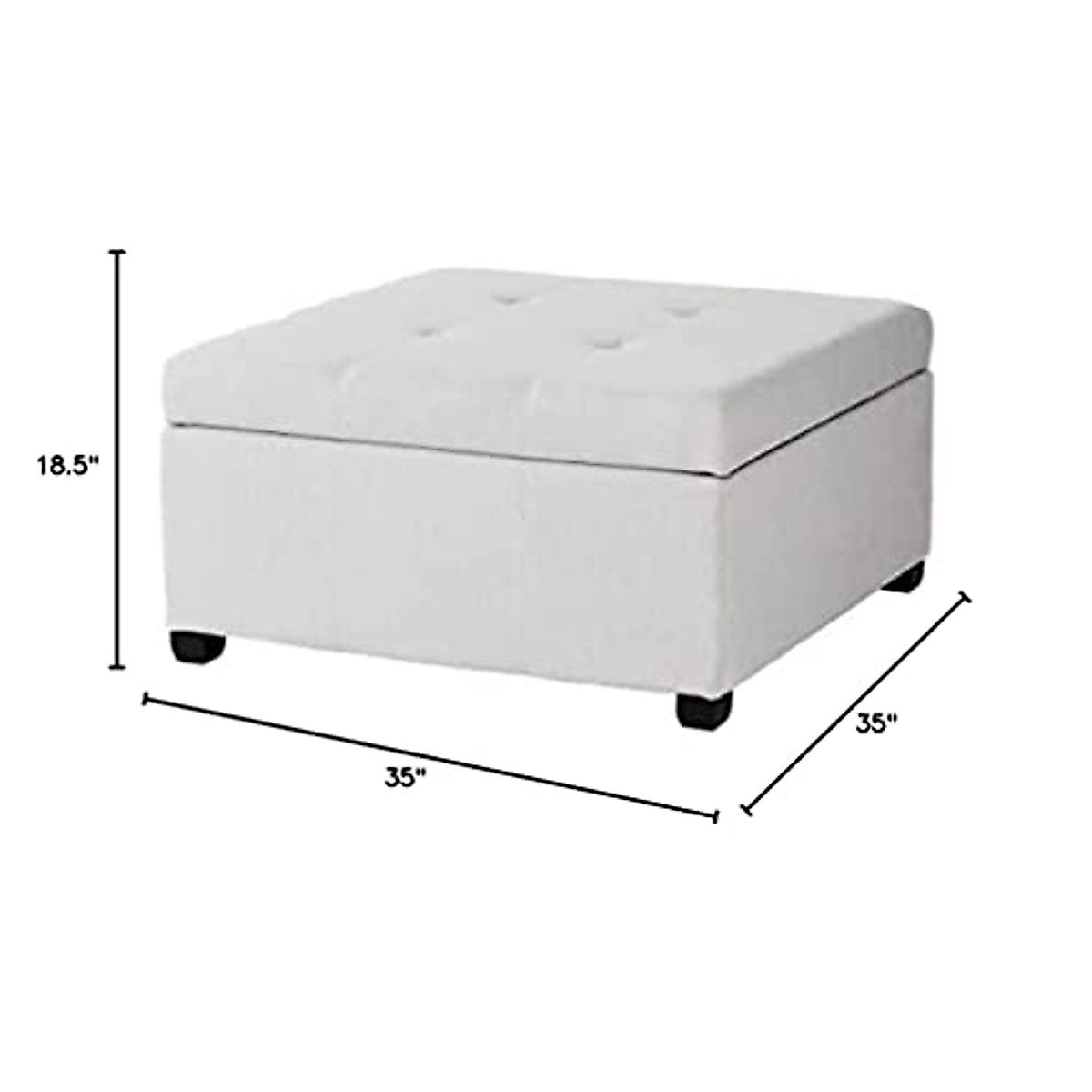 Christopher Knight Home Carlsbad Fabric Storage Ottoman, Light Grey 35.00”D x 35.00”W x 18.50”H