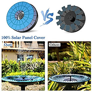 AMZtime LED Solar Fountain Pump 5.5W with Color LED Lights and 2000mAh Battery, 7 Nozzles Solar Bird Bath Fountain Pump, for Outdoor, Garden, Pond, Bird Bath, Swimming Pool