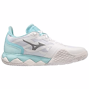 Mizuno Women's Enforce Tour Tennis Shoe, White Turquoise, 8