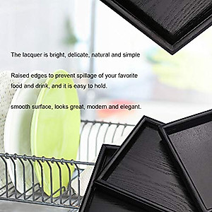 Wooden Tray, Rectangle Shape Solid Wood Serving Tray Modern, Elegant Tea Coffee Snack Food Meals Serving Tray Plate with Raised Edges Restaurant Trays for Hotels, Coffee Shops(#1)