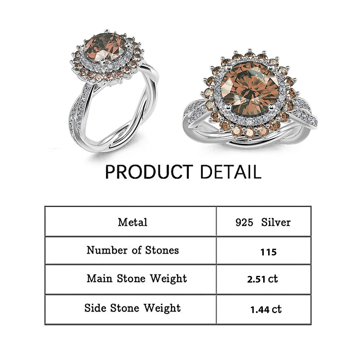 Jeulia Sterling Silver Engagement Fidget Rings Flower Anxiety Rotating Ring for Women Mother's Day Diamond Birthstone Promise Jewelry with Gift Box (Flower, 7)