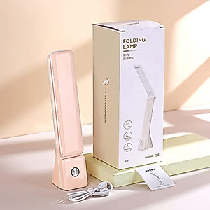 CometMars LED Desk Lamp (Pink), Cordless Lamp with 3 Lighting Modes, Rechargeable Reading Lamp with Adjustable Arm & USB Charge Port, Foldable Eye Caring Table Light for Home Office Study