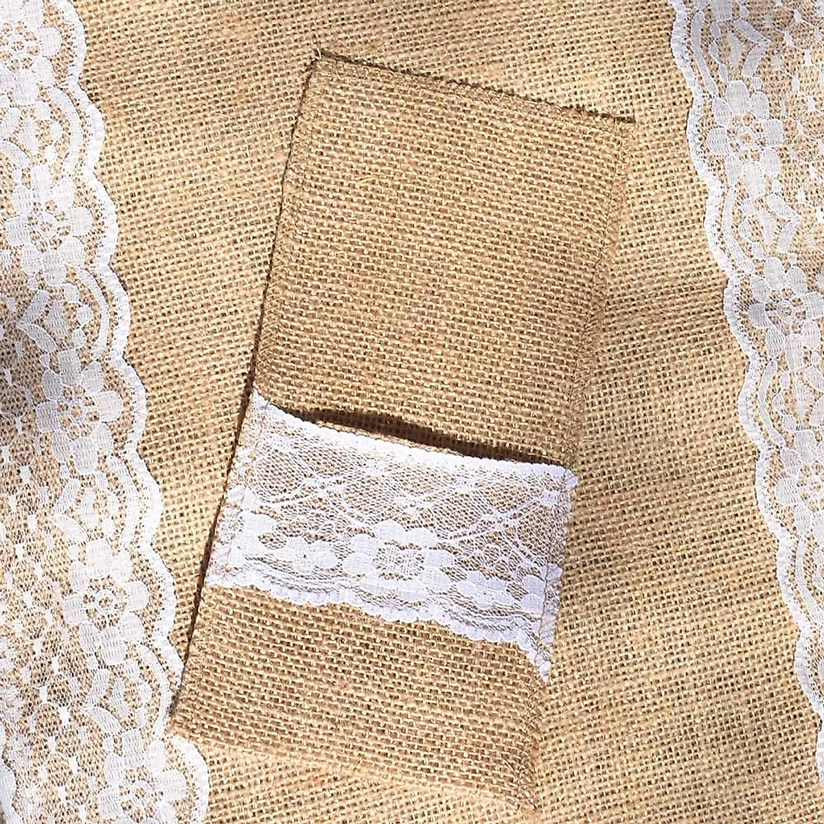 Awtlife 60 Packs Xmas Burlap Lace Utensil Holders Silverware Cutlery Pouch Knifes Forks Bag for Vintage Wedding