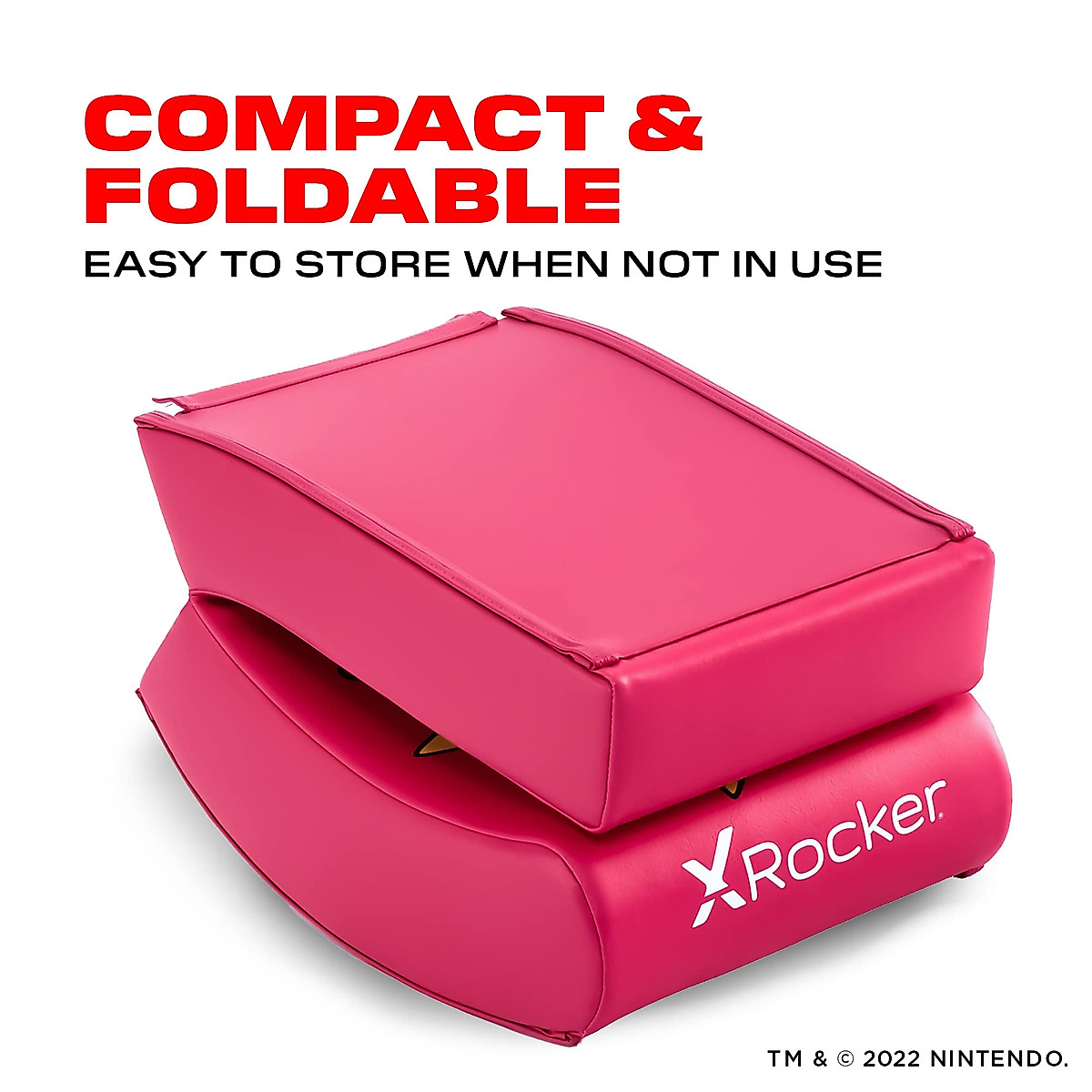 X Rocker Super Mario Peach Video Gaming Floor Chair, Official All-Star Edition Nintendo Collectible, Faux Leather, Foldable, 5000201, 33.46" x 16.14" x 25.59", Princess Peach Pink