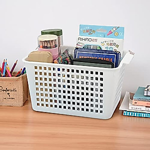 Fiazony 6-Pack White Plastic Storage Basket, Office Storage Baskets
