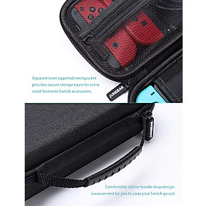 LUNGEAR Carrying Case Compatible for Nintendo Switch with 10 Game Cartridge Holders, Protective Hard Shell Travel Carrying Case Pouch for Nintendo Switch Console & Accessories,Red