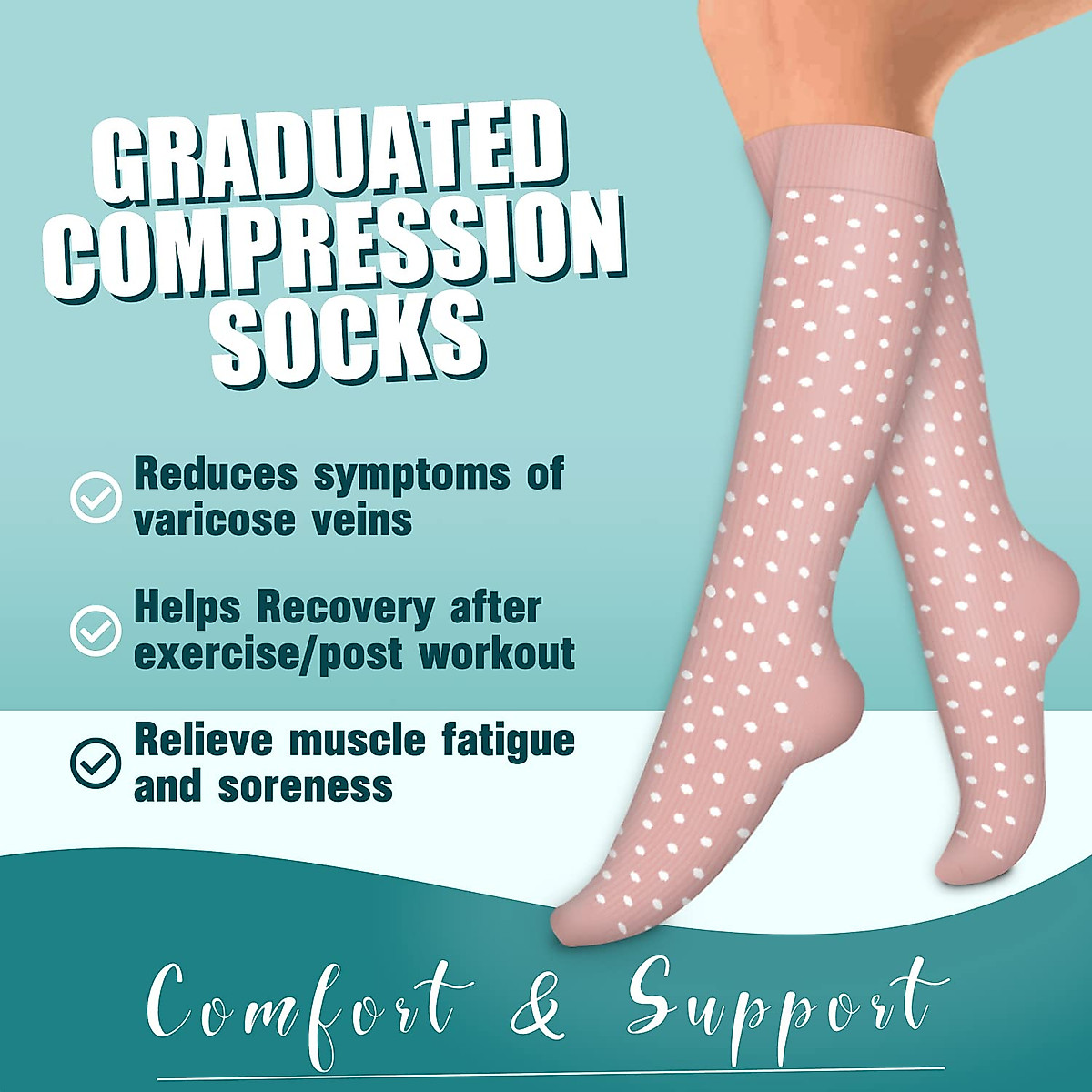 Laite Hebe 4 Pairs-Compression Socks for Women&Men Circulation-Best Support for Nurses,Running,Athletic