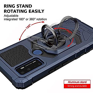GW Case for AT&T Radiant Max 5G / Cricket Dream 5G / Innovate 5G w/Tempered Glass Screen Protector [Magnetic Car Mount Ring Kickstand Holder] Full-Body Shock Proof Cover [Military Grade] Case - Blue
