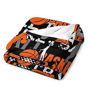Custom Basketball Blanket Gifts, 50"*60" Flannel Sports Blanket Warm Cozy Soft for Boys Men Basketball Lovers, Throw Blanket for Sofa Couch Bed