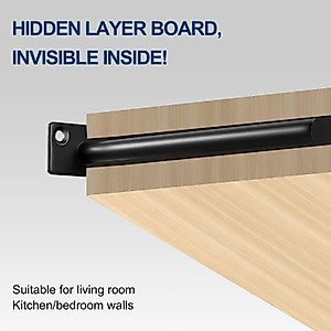 MHMYDZ 8 Pcs 6" Black Solid Steel Floating Shelf Bracket Blind Shelf Supports - Hidden Brackets for Floating Wood Shelves - Concealed Blind Shelf Support – Screws and Wall Plugs Included