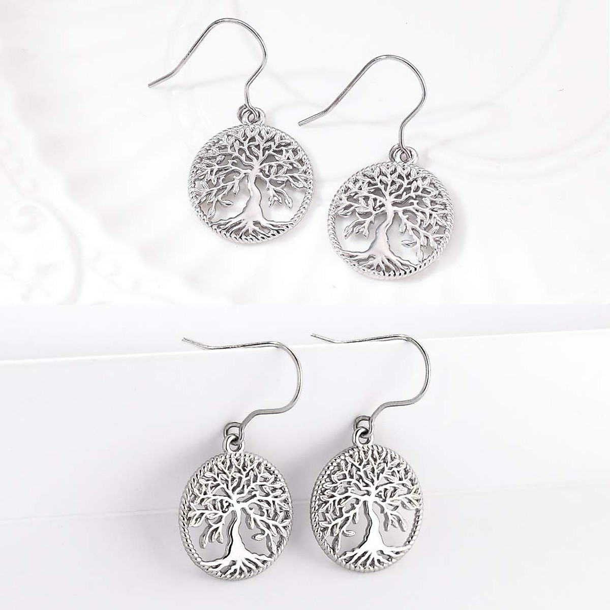 Tree-of-Life-Dangle-Earrings for Women, S925 Sterling Silver Fashion Drop Hook Jewelry Gift
