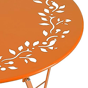 Alpine Corporation Indoor/Outdoor 3-Piece Bistro Set Folding Table and Chairs Patio Seating, Orange