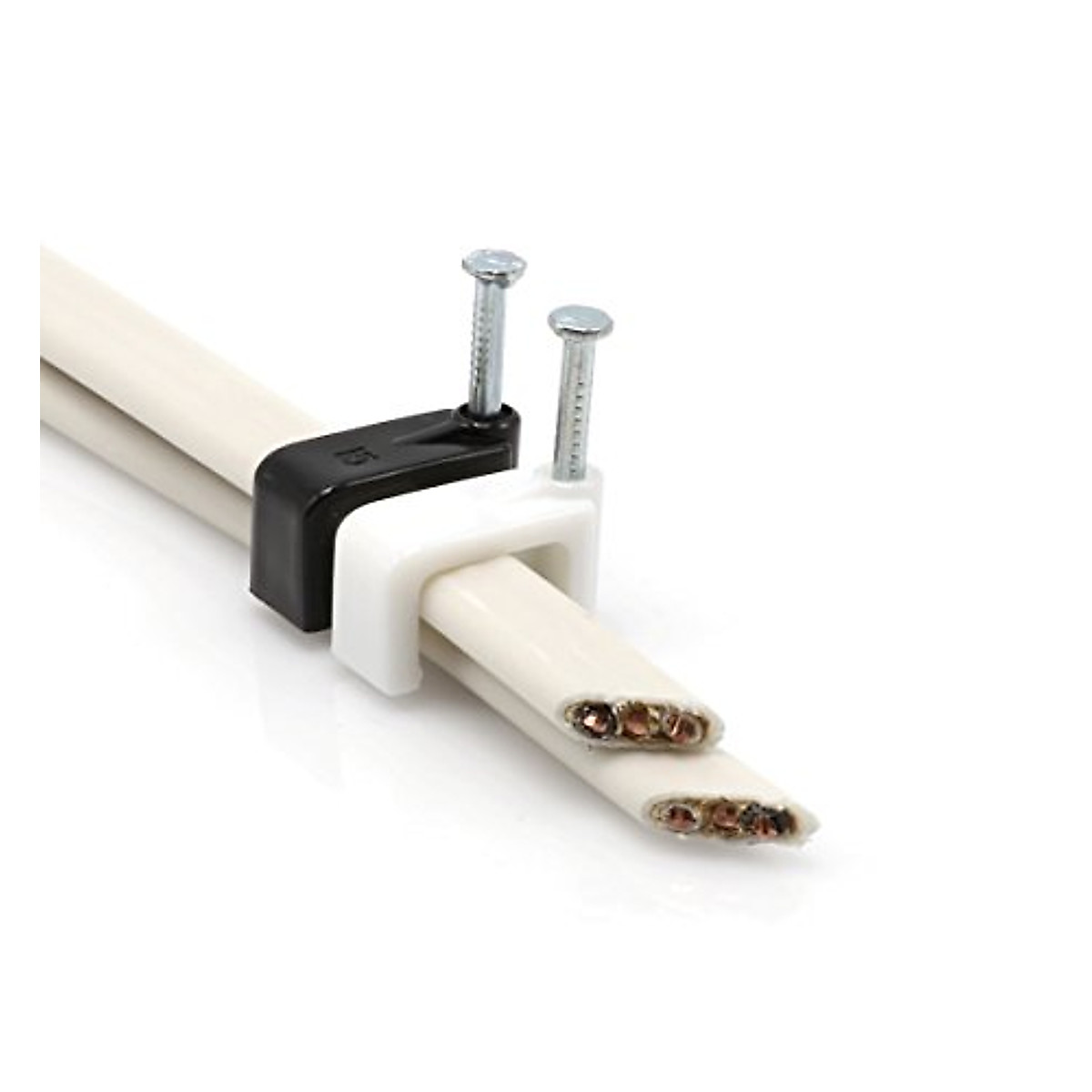 THE CIMPLE CO - Dual, Twin, or Siamese Coaxial Cable Clips, Cat6, Electrical Wire Cable Clip, 1/2 in Nail Clip and Fastener, Black (100 Pieces per Bag)