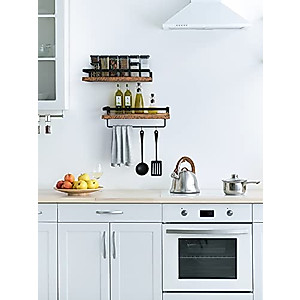 AMADA HOMEFURNISHING Floating Shelves Wall Mounted, Wall Shelves for Bathroom, Kitchen, Bedroom, Storage Shelf with Towel Bar, Wall Shelf Set of 3-AMFS01-1/Set of 2-AMFS01V