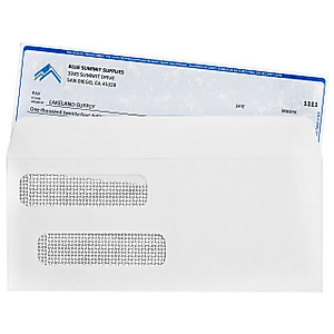500 Self Seal Double Window Security Envelopes Designed for QuickBooks Checks - Computer Printed Checks - 3 5/8 X 8 11/16 (Not for Invoices)