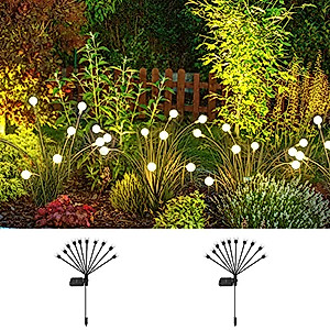YOULESHU Oleshu Solar Firefly Light, Garden Lawn Firefly Light, Outdoor Waterproof Solar Light, Wind Swaying Light, Solar Garden Light, Patio, Path, Lawn Decoration (2 Pack Warm Light)