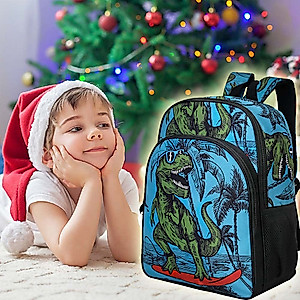 gxtvo 3PCS Dinosaur Backpack Boys, 16" Kids Preschool Elementary Dino Bookbag and Lunch Box