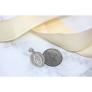 CaliRoseJewelry Sterling Silver Saint Mary Pray for Us Oval Charm Pendant